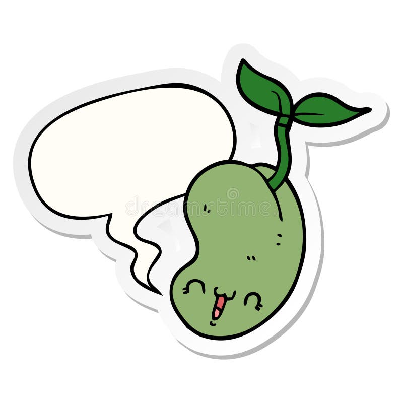 A Creative Cute Cartoon Seed Sprouting and Speech Bubble Sticker Stock ...