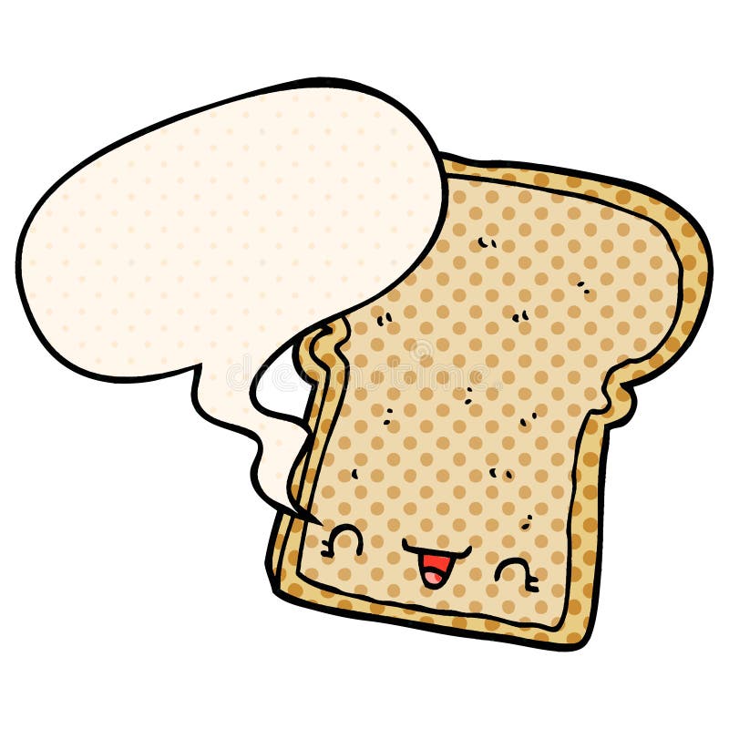 A Creative Cute Cartoon Slice of Bread and Speech Bubble in Comic Book ...