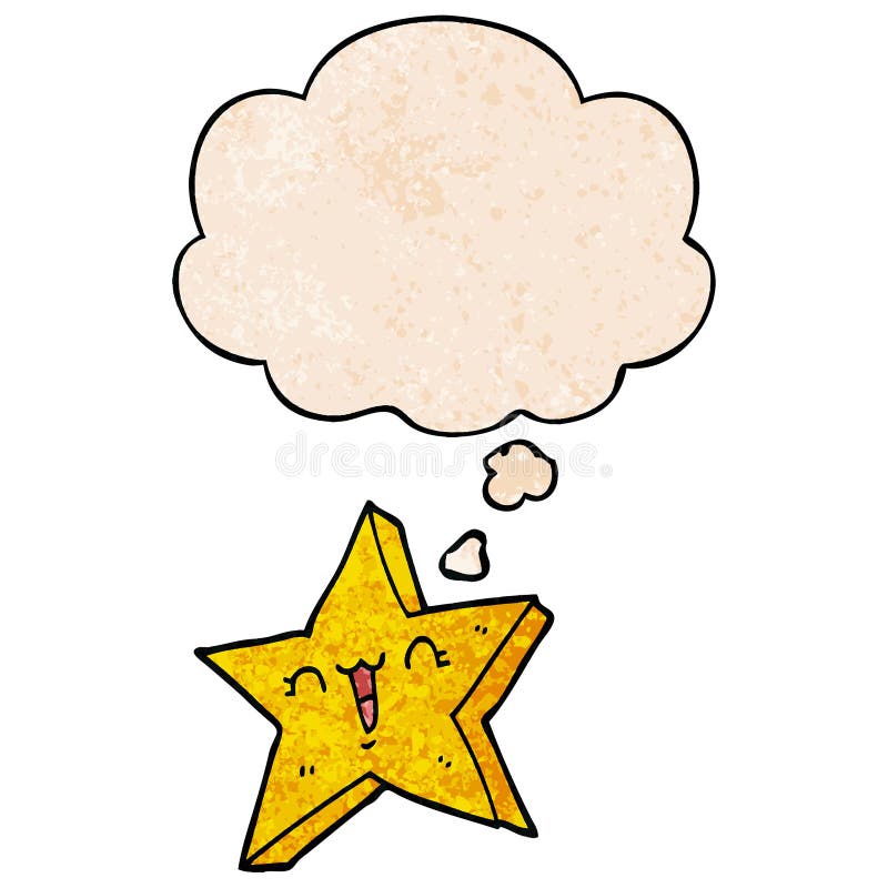 A Creative Cute Cartoon Star and Thought Bubble in Grunge Texture ...