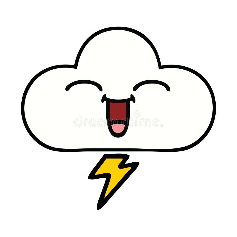 A Creative Cute Cartoon Thunder Cloud Stock Vector - Illustration of ...