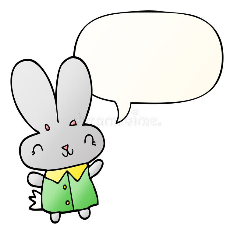 A Creative Cute Cartoon Tiny Rabbit and Speech Bubble in Smooth ...