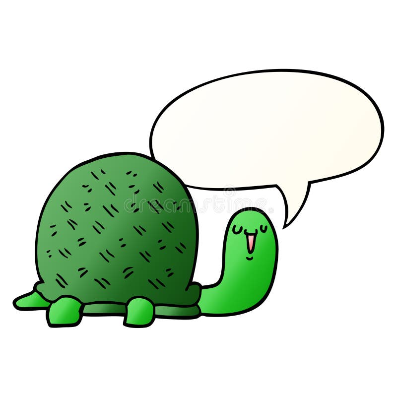 Cute Turtle with Speech Bubble Stock Vector - Illustration of hand ...