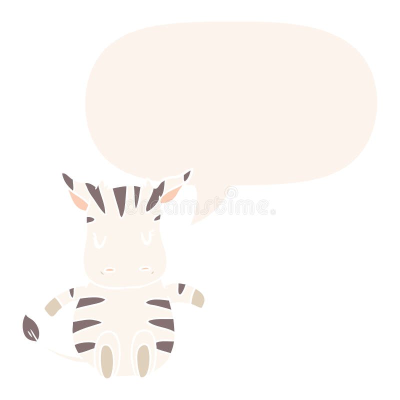 A Creative Cute Cartoon Zebra and Speech Bubble in Retro Style Stock ...
