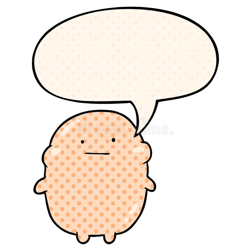A Creative Cute Fat Cartoon Human and Speech Bubble in Comic Book Style ...