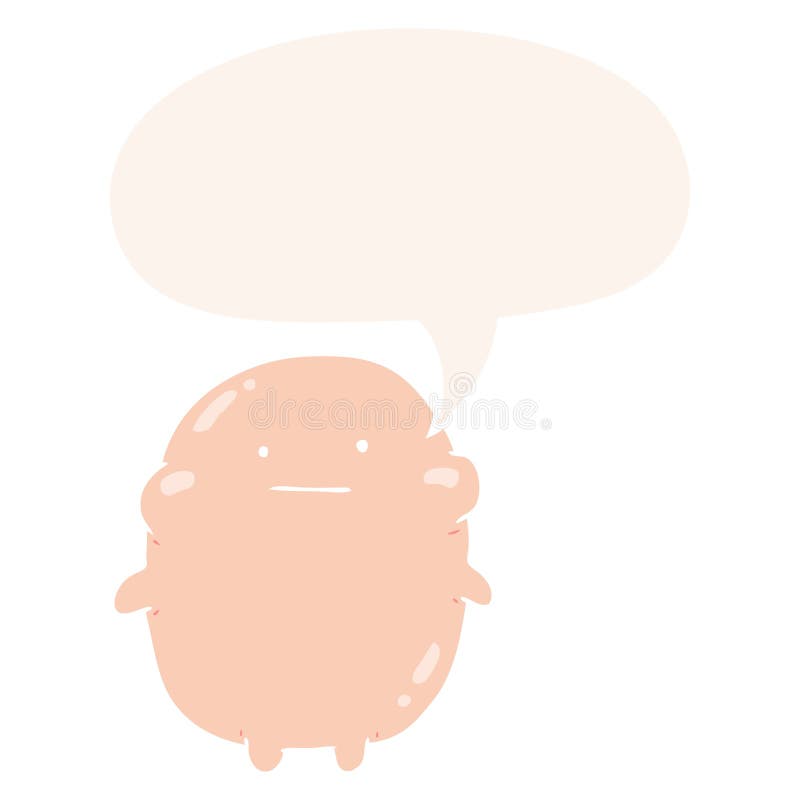 A Creative Cute Fat Cartoon Human and Speech Bubble in Retro Style ...