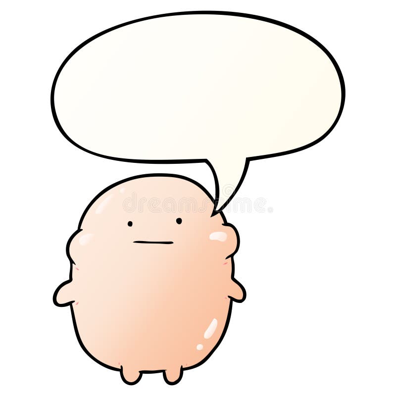 A Creative Cute Fat Cartoon Human and Speech Bubble in Smooth Gradient ...