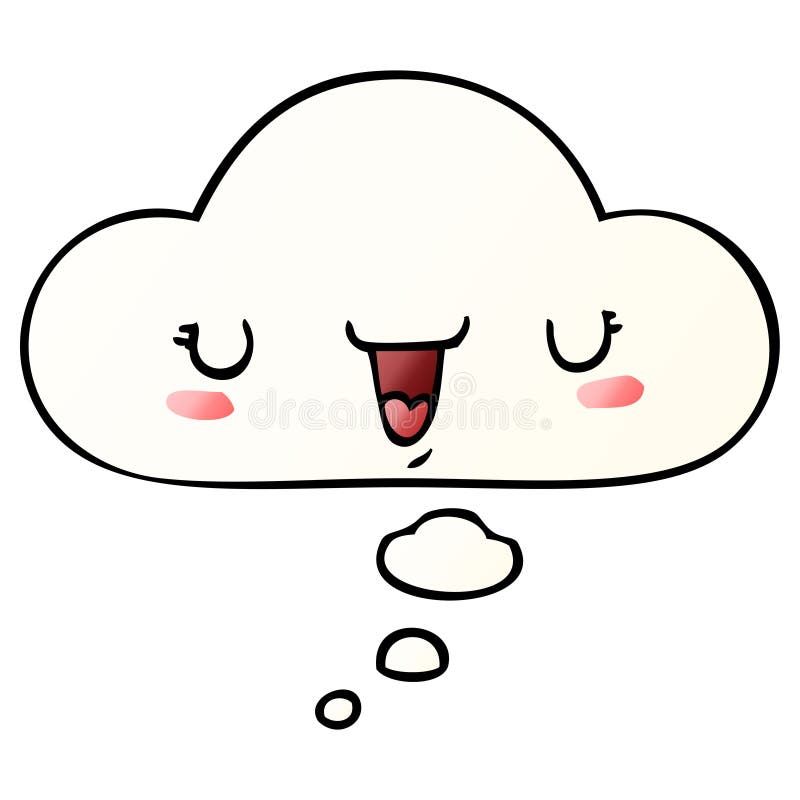 A Creative Cute Happy Face Cartoon and Thought Bubble in Smooth ...
