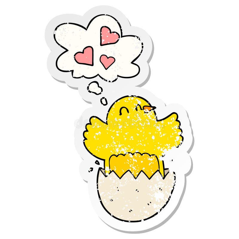 A Creative Cute Hatching Chick Cartoon and Thought Bubble As a ...