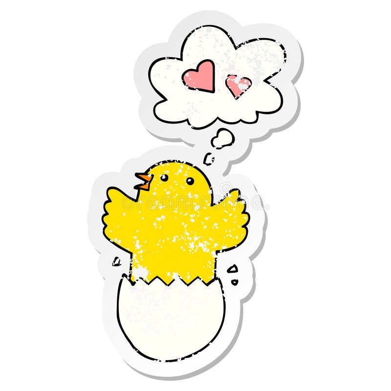 A Creative Cute Hatching Chick Cartoon and Thought Bubble As a ...