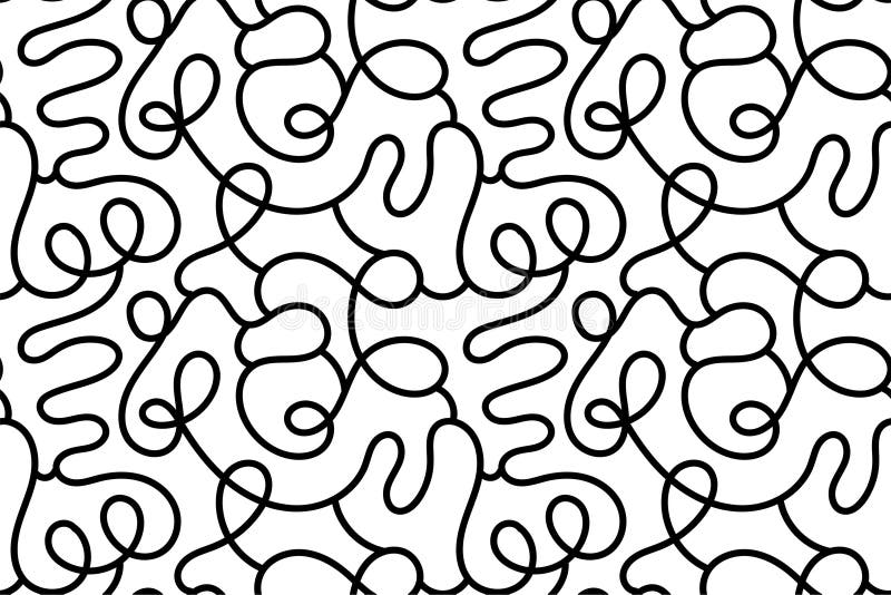 Creative Cute Squiggle Print with Black and White Abstract Squiggles ...