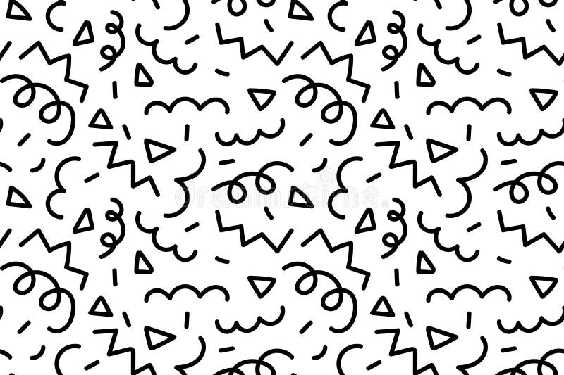 Creative Cute Squiggle Print with Black and White Abstract Squiggles ...