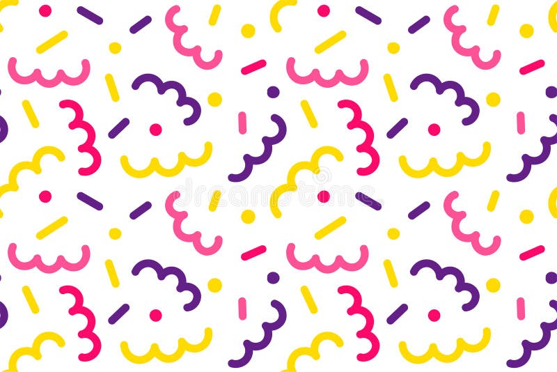 Creative Cute Squiggle Print with Colored Abstract Squiggles. Seamless ...