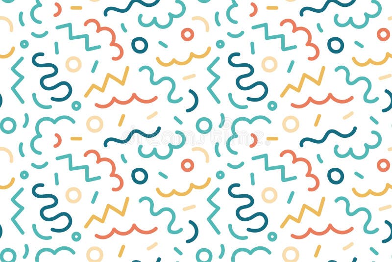 Creative Cute Squiggle Print with Colored Abstract Squiggles. Seamless ...