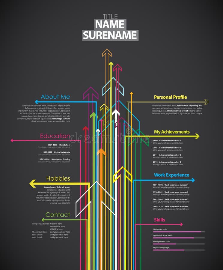 Creative Cv Template with Paper Stripes. Stock Vector - Illustration of ...