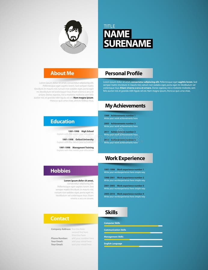 Creative Cv Template with Paper Stripes. Stock Vector - Illustration of ...