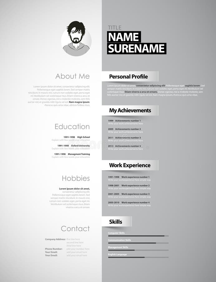 Creative Cv Template with Paper Stripes. Stock Vector - Illustration of ...