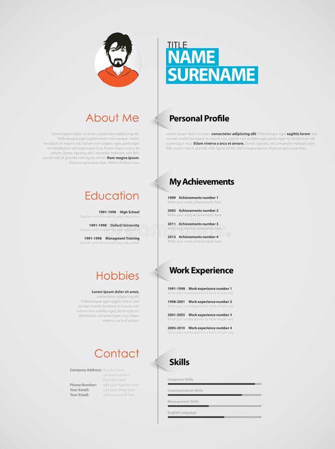 Creative CV Template with Paper Stripes. Stock Vector - Illustration of ...