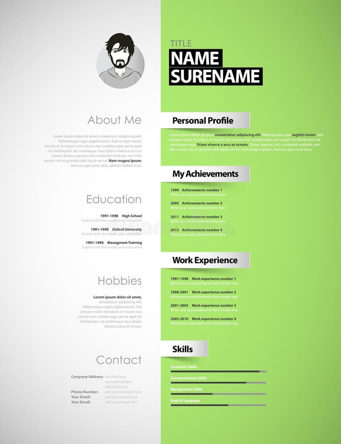 Creative Cv Template with Paper Stripes. Stock Vector - Illustration of ...