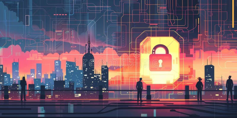 Creative Cyber Security Poster with Modern Artwork. Stock Illustration ...