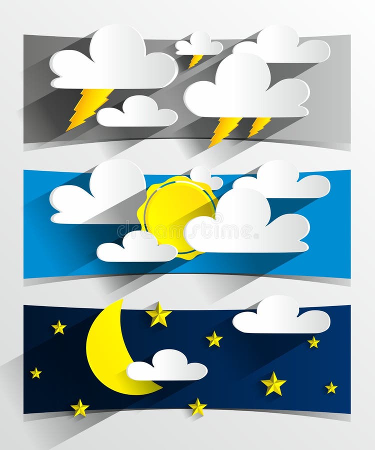 Creative 3D Cartoon Weather Banners Stock Vector - Illustration of ...