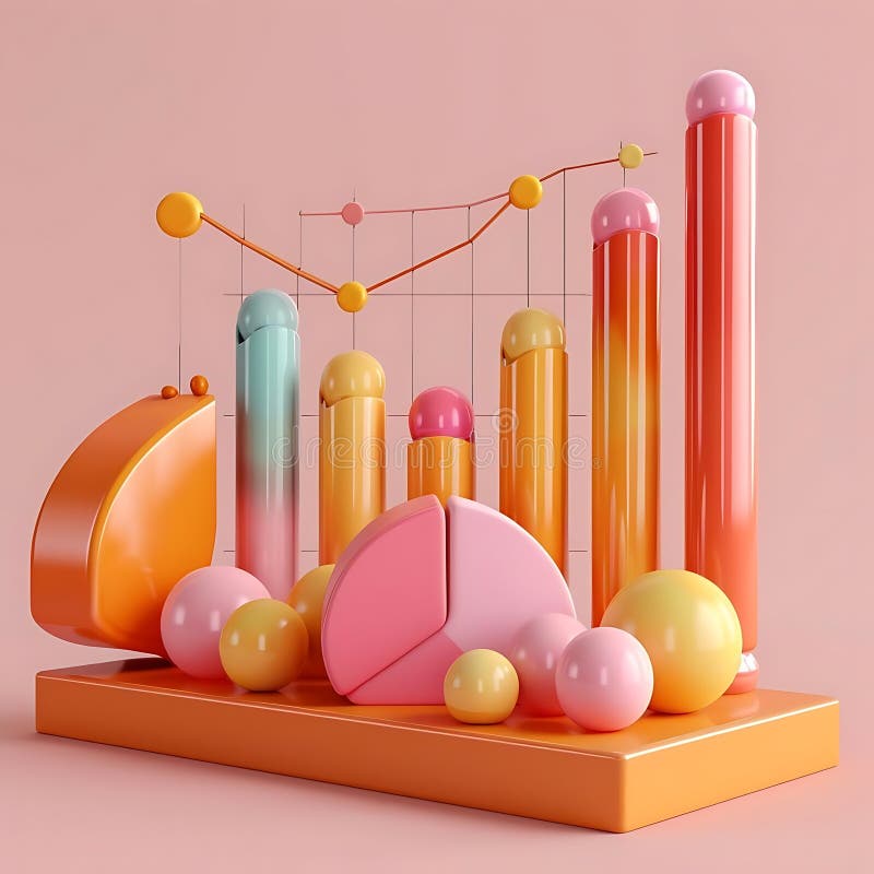 Creative 3D Clay Chart Graph Illustration on a Clean Backdrop Stock ...