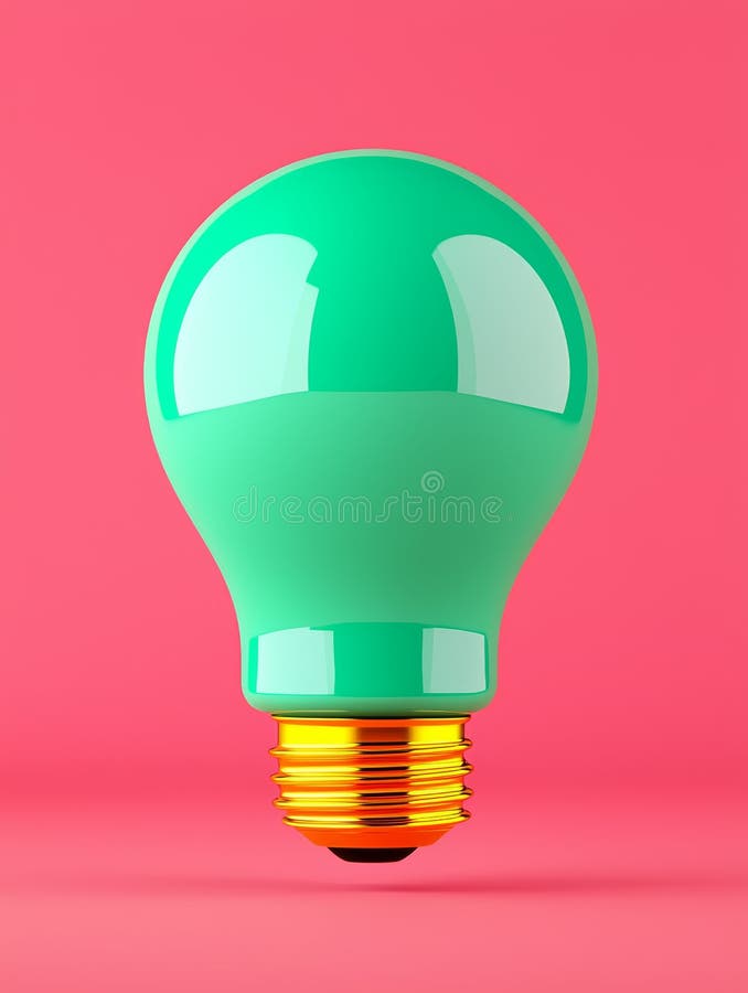 Creative 3D Clay Illustration of a Light Bulb on a Vibrant Pink ...