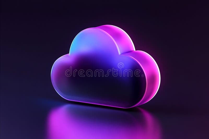 Creative 3d Cloud Computing Icon with Glowing Effect Stock Illustration - Illustration of ...