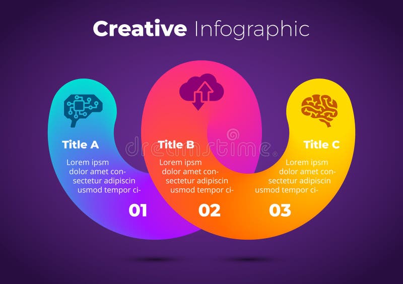 Creative 3D Connect Infographic. Abstract Vector Fluid Ribbon. Brain ...