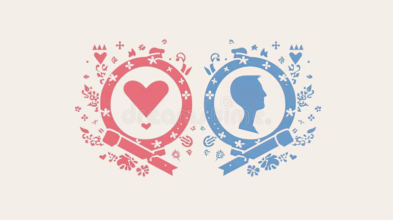 Creative 3D Gender Signs Illustration with Heart and Silhouette Symbols ...