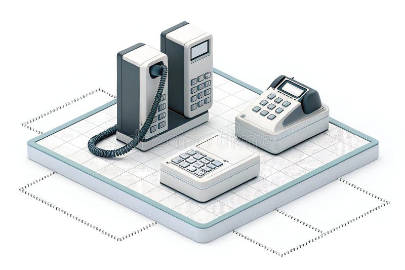 Illustration 3D Render of Isometric Rectangles Simulating Telephone ...