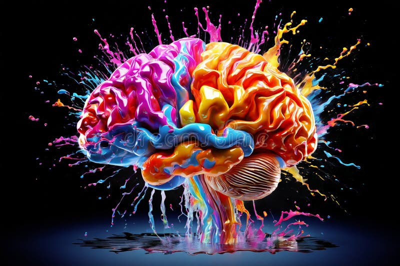 Creative 3D Illustration of the Human Brain for Thinking Concept Stock ...