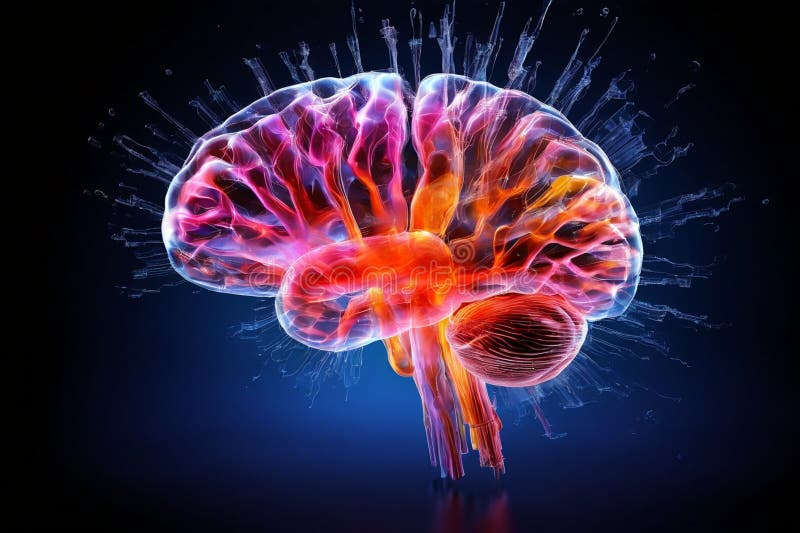 Creative 3D Illustration of the Human Brain for Thinking Concept Stock ...