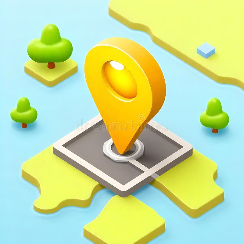Creative 3D Map Location Icon Design Stock Illustration - Illustration ...
