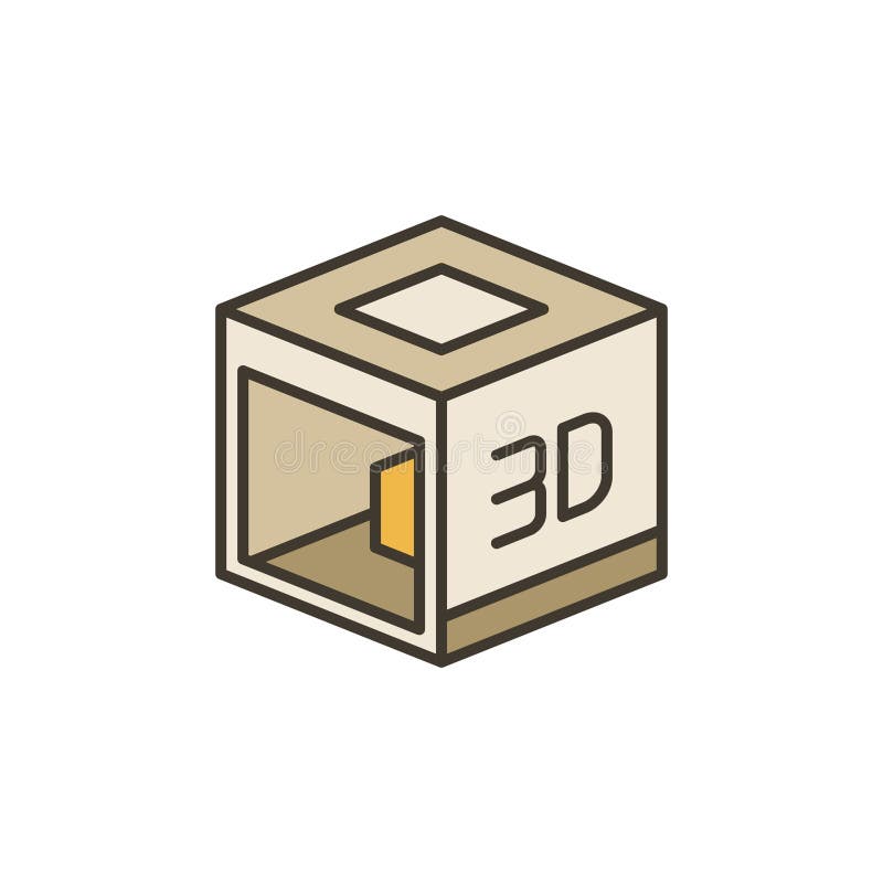 Creative 3D Printer Cube Shaped Vector Concept Colored Icon Stock ...