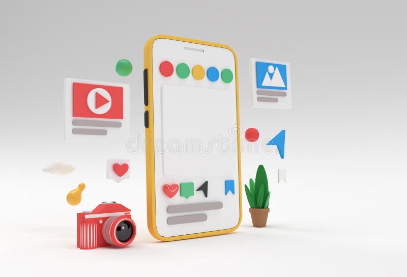 Creative 3D Render Mobile Mockup Social Media Web Development Banner ...