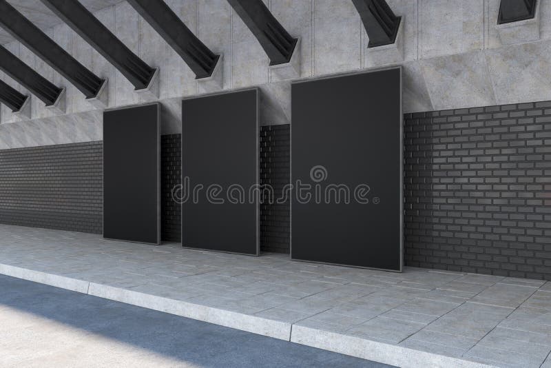 Creative 3d Rendering Image of Outdoor Concrete and Brick Bridge Wall ...