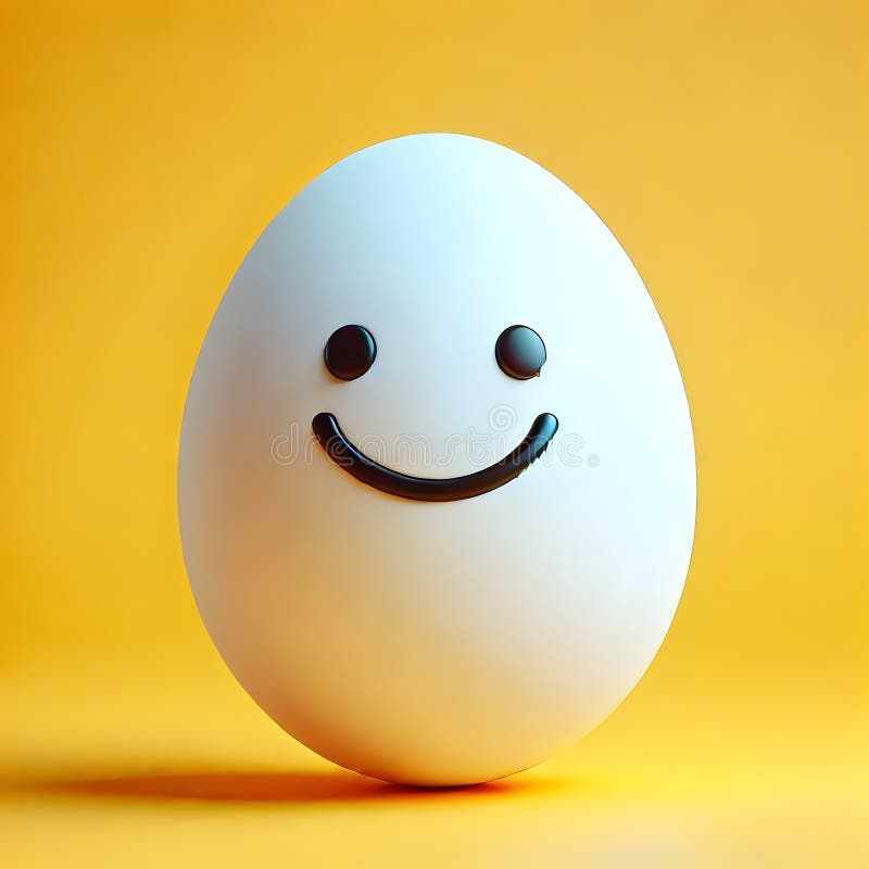 Creative 3d Rendering Tiny Egg with Smiley Face Isolated on Yellow Background Stock Illustration ...