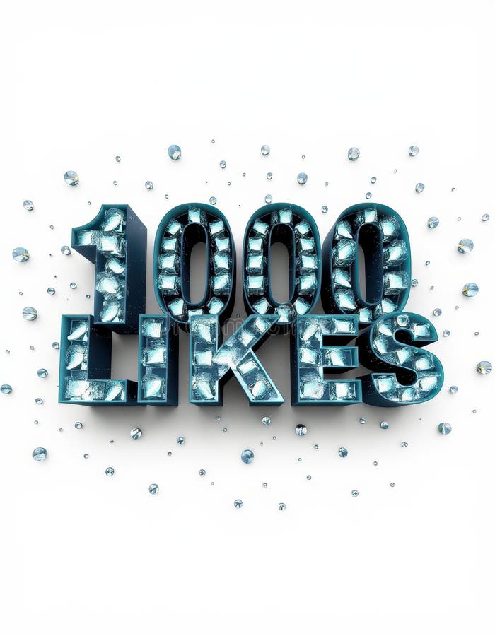 Creative 3D Representation of 1000 Likes with Sparkling Elements ...