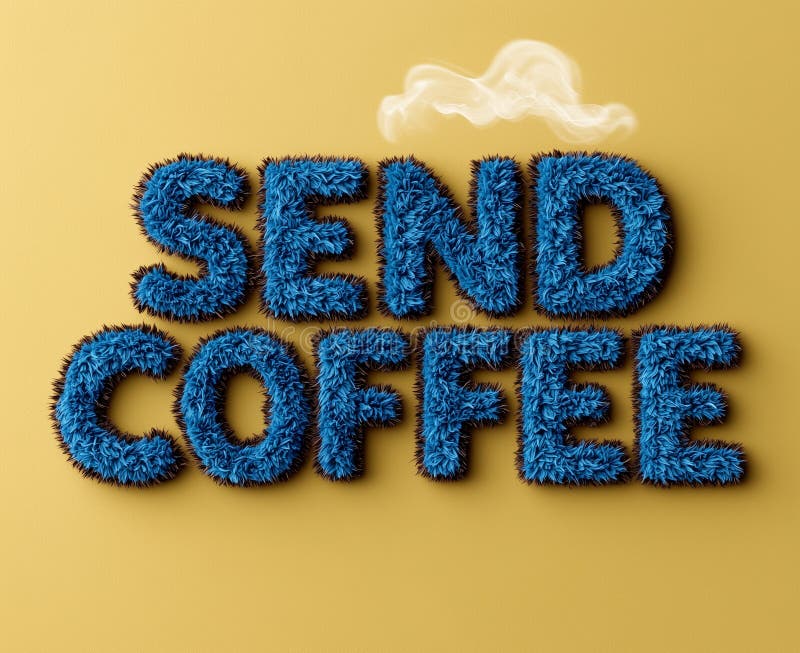 Fluffy 3d text send coffee stock illustration. Illustration of creative ...