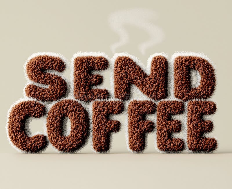 Fluffy 3d text send coffee stock illustration. Illustration of stylish ...