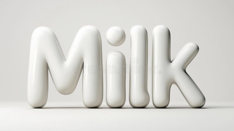 Creative 3D Typography Spelling Out Milk in a Smooth, Glossy Finish on ...