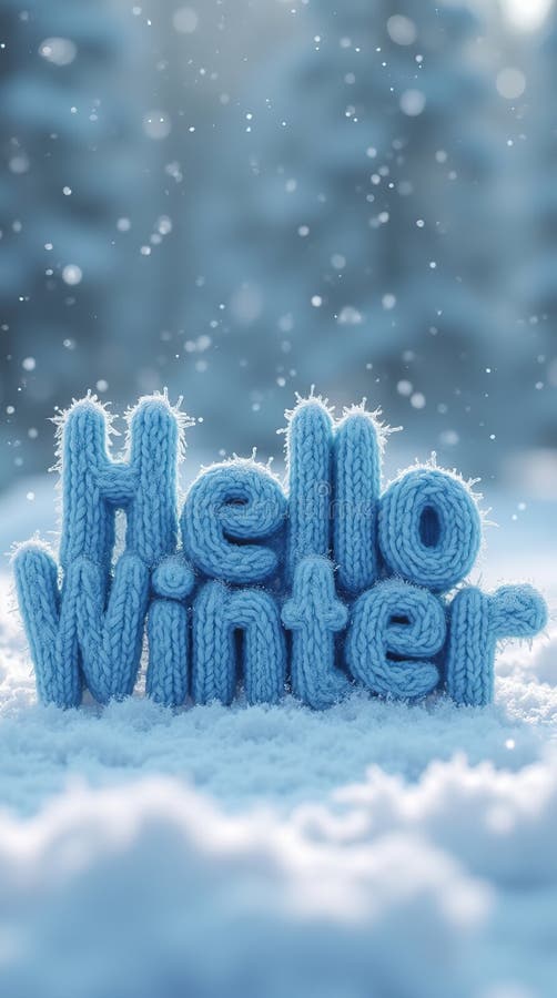 Creative 3D Winter Typography with Chunky Knitted Hello Winter Text ...