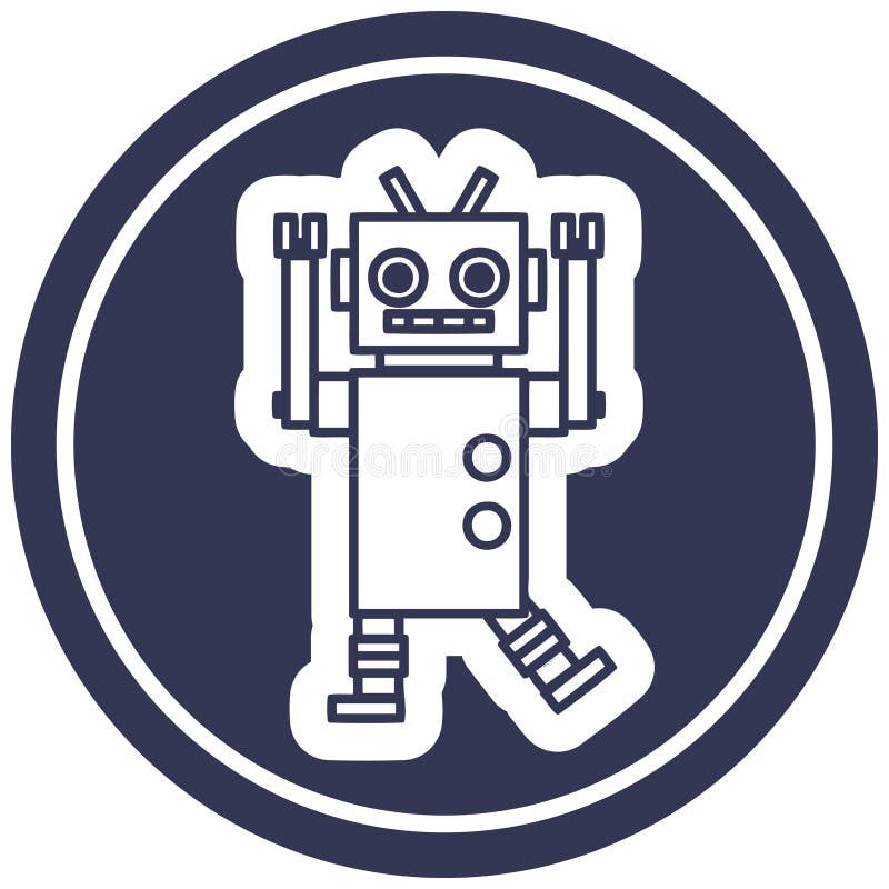 A Creative Dancing Robot Circular Icon Stock Vector - Illustration of ...