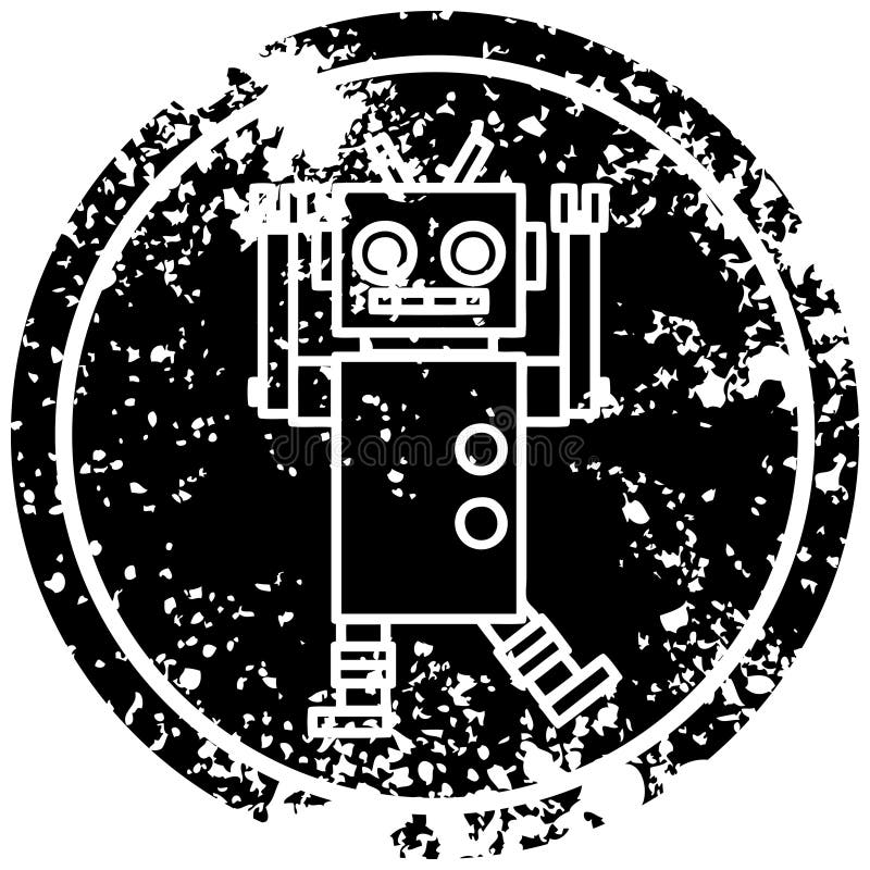 A Creative Dancing Robot Distressed Icon Stock Vector - Illustration of ...