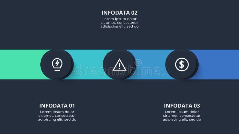 Creative Dark Infographic with 3 Elements Template for Web on a Black ...