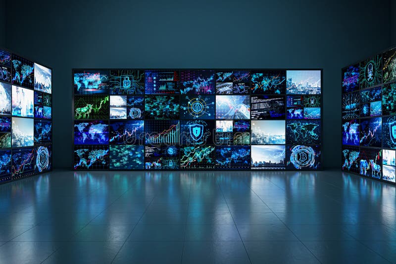 Creative Screen Room with Reflections on Floor. Information Leak, News ...