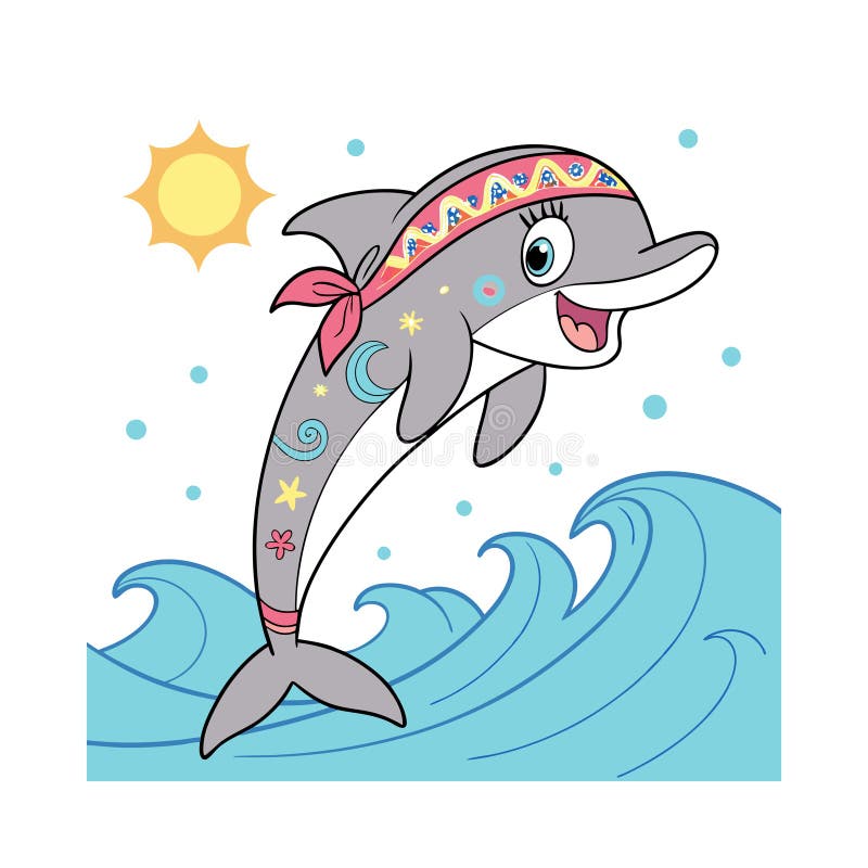 Creative Debbie the Doodle Dolphin Character Design Stock Vector ...
