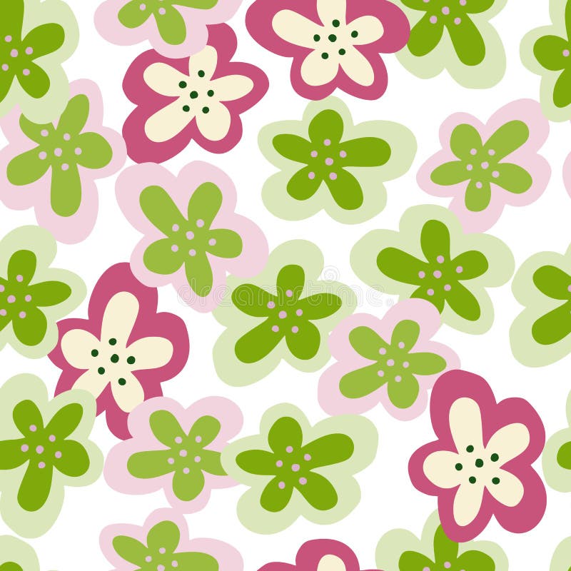 Creative Decorative Flowers Seamless Pattern. Simple Stylized Flower ...