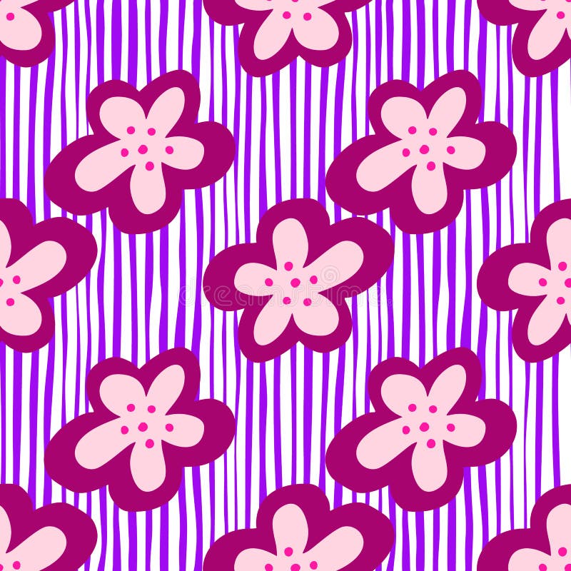 Creative Decorative Flowers Seamless Pattern. Simple Stylized Flower ...