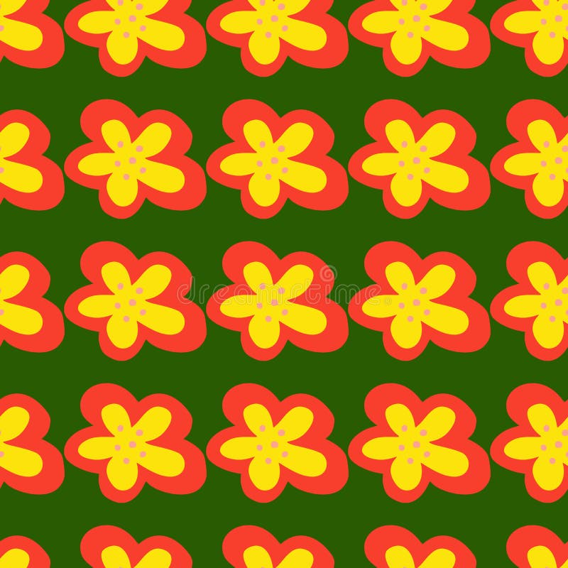 Creative Decorative Flowers Seamless Pattern. Simple Stylized Flower ...